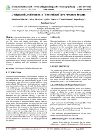 IRJET- Design and Development of Centralized Tyre Pressure System | PDF