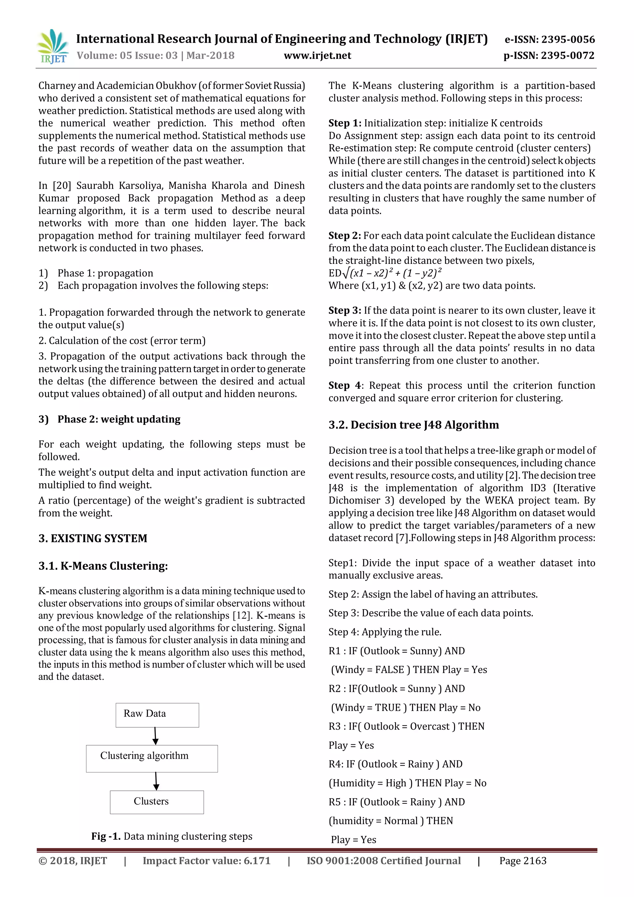 IRJET- Different Data Mining Techniques for Weather Prediction | PDF