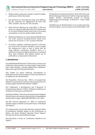 IRJET- Experimental Investigations on CI Diesel Engine with Varied Combustion Chamber Designs ...