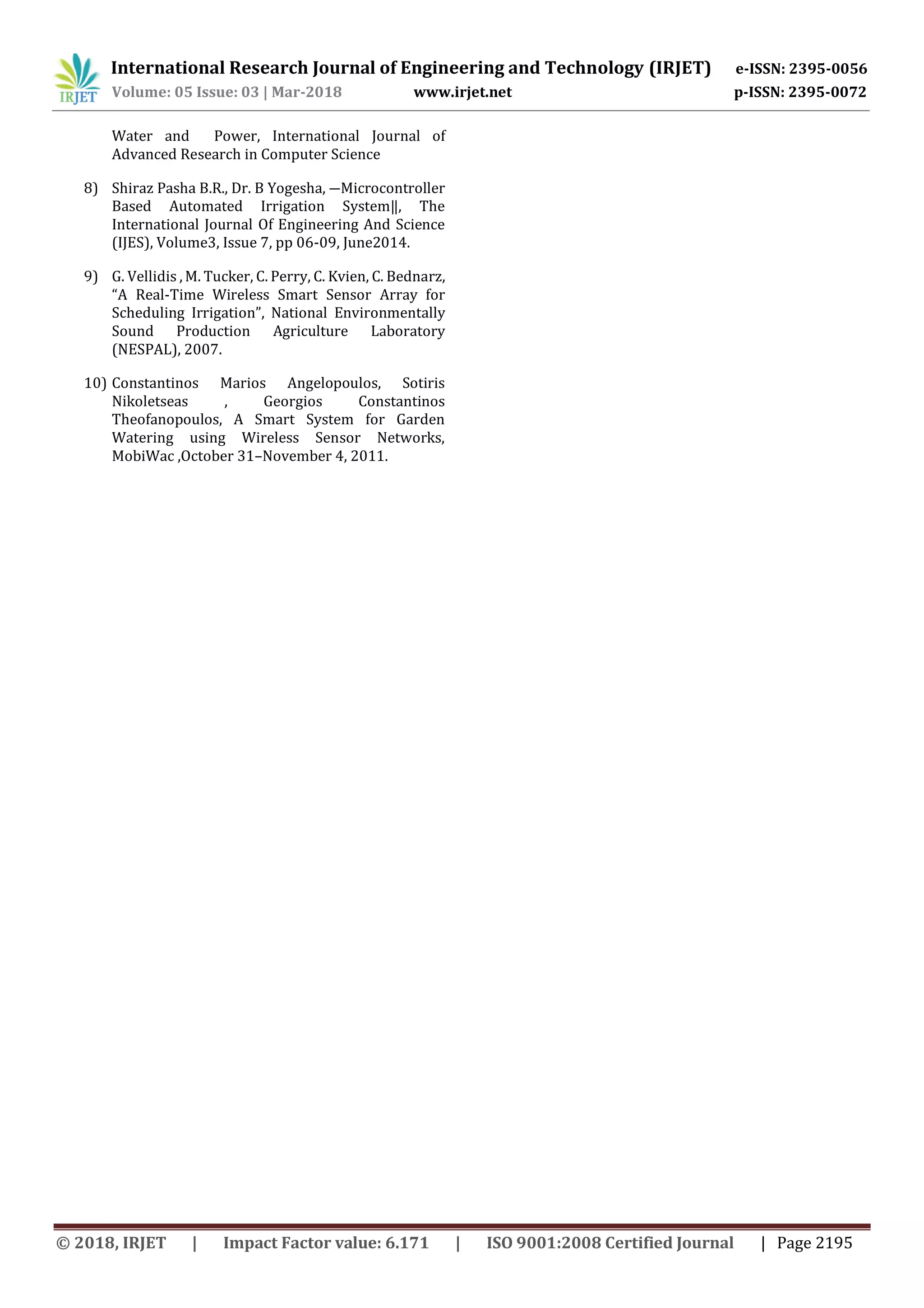 IRJET- Smart Irrigation Control System | PDF