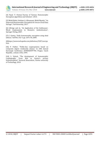 IRJET- Secure Data on Multi-Cloud using Homomorphic Encryption | PDF