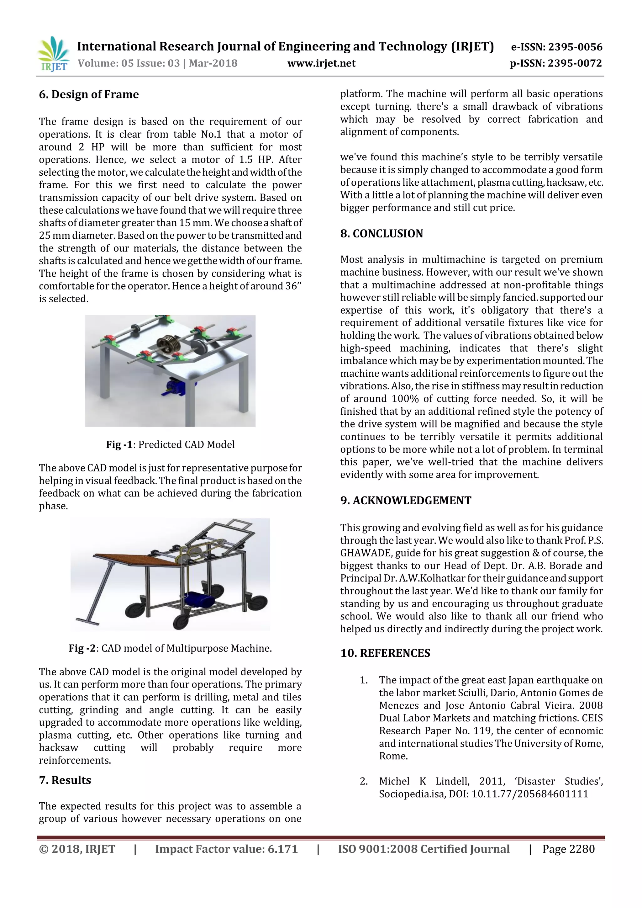 IRJET- Fabrication of Multi-Operation Machine for Disaster Management | PDF