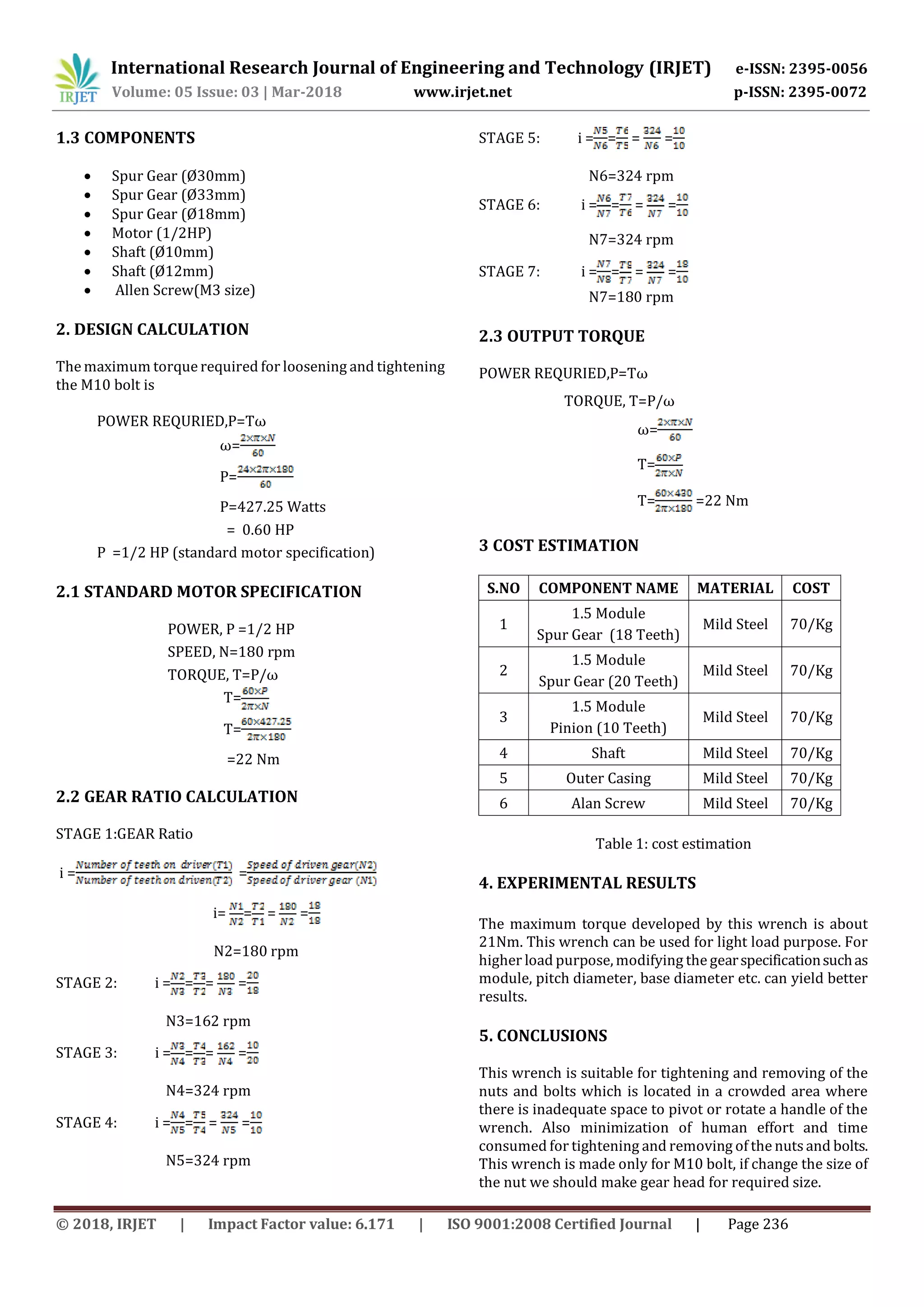 IRJET- Open End Pneumatic Operated Wrench | PDF