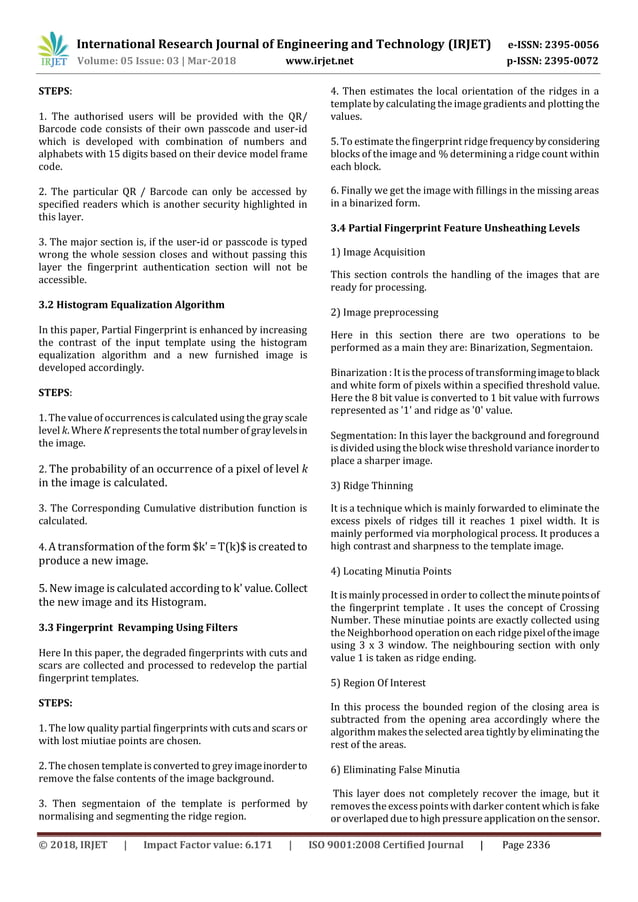 IRJET- FASSBTR : Fingerprint Authentication System Security using Barcode and Template Revamping ...