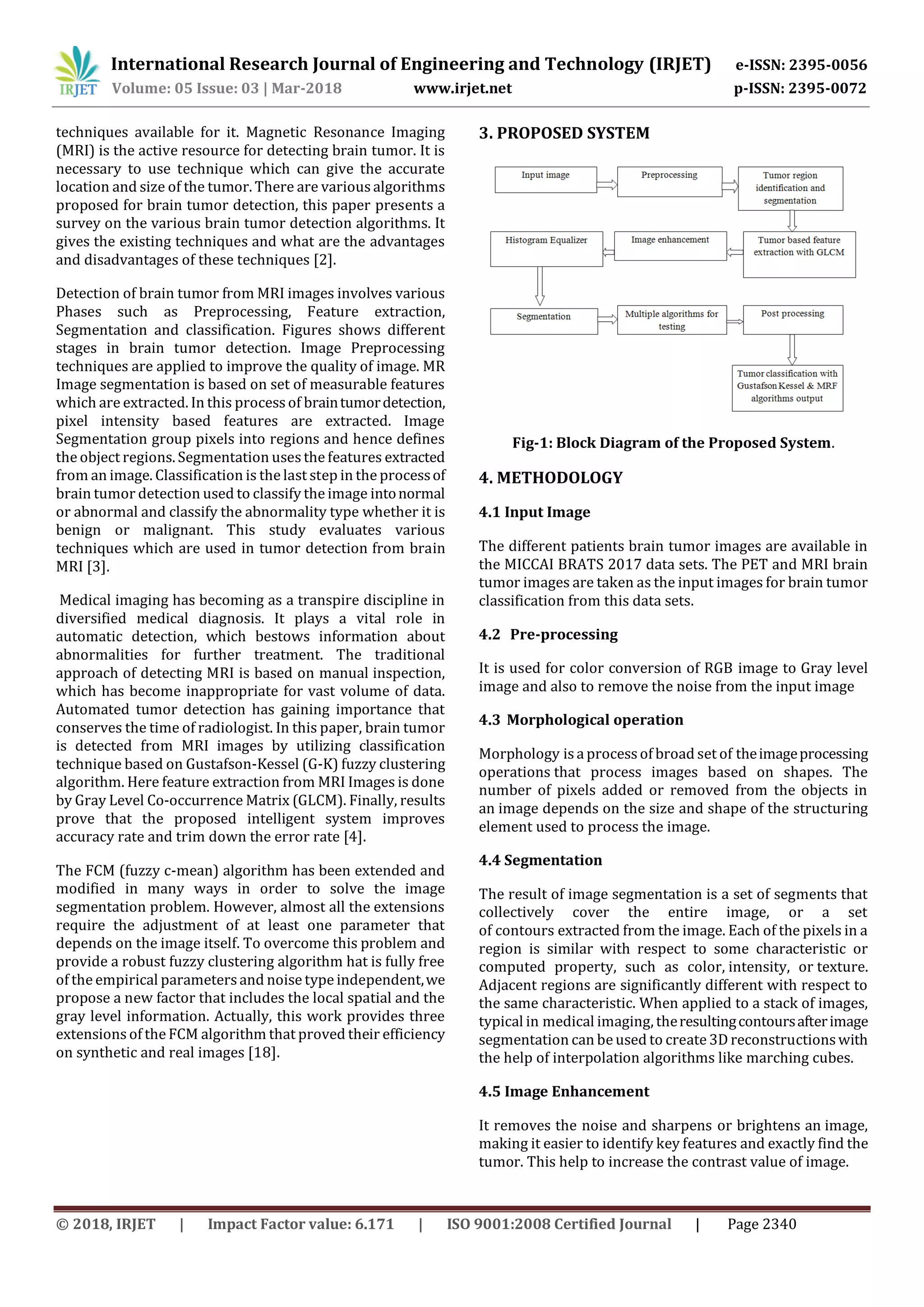 Irjet Analysis Of Brain Tumor Classification By Using Multiple