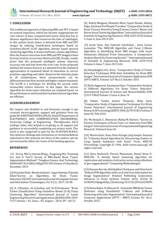 IRJET- Analysis of Brain Tumor Classification by using Multiple Clustering Algorithms | PDF ...