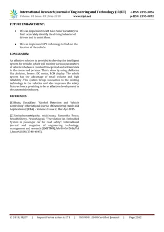 IRJET- Automatic Engine Locking System through Alcohol Detection in Arduino using Iot | PDF