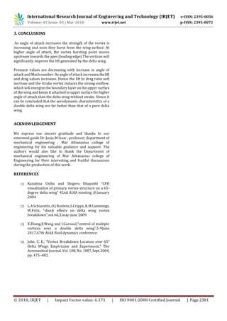 IRJET- CFD Analysis of Vortex Breakdown on Double Delta Wing | PDF