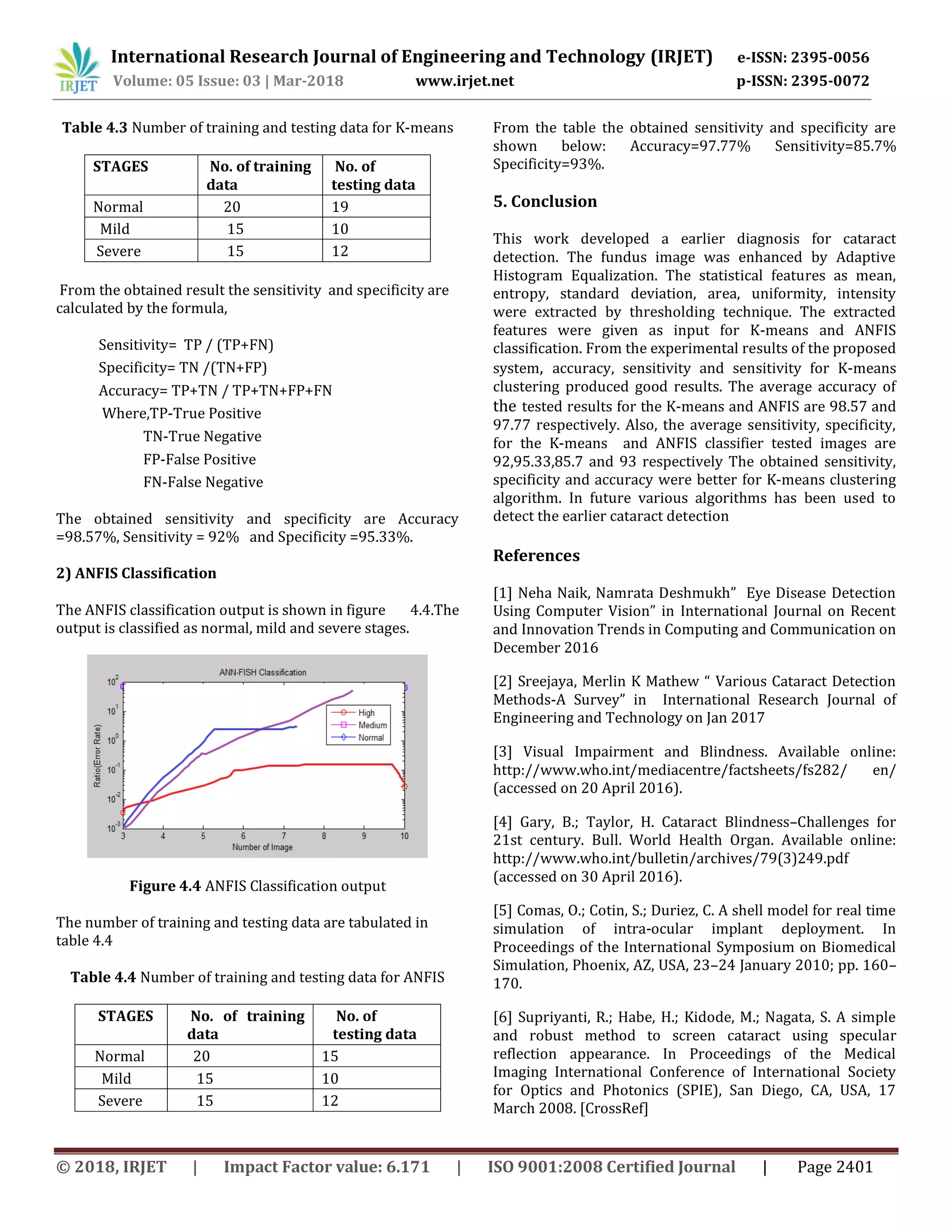 IRJET- Detection of Cataract by Statistical Features and Classification | PDF