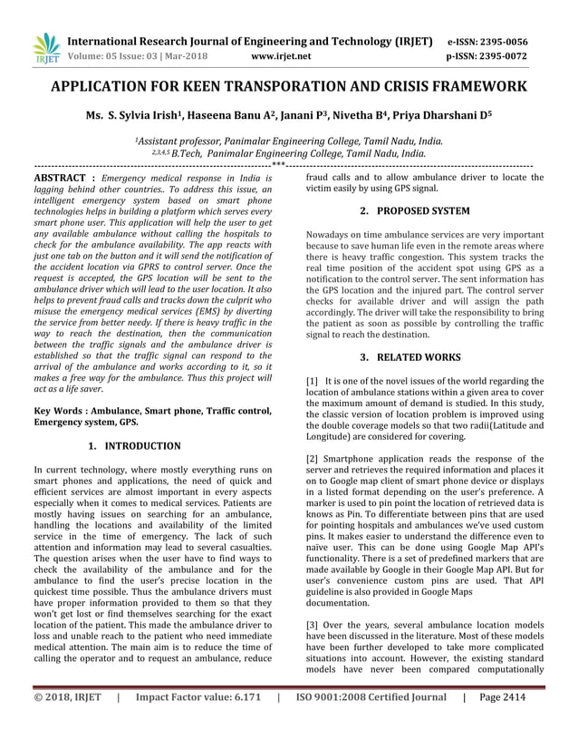 IRJET- Application for Keen Transporation and Crisis Framework | PDF