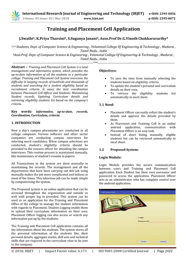 IRJET- Training and Placement Cell Application | PDF