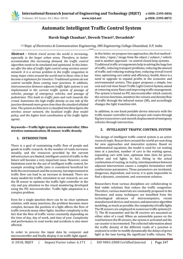 IRJET-utomatic Intelligent Traffic Control System | PDF