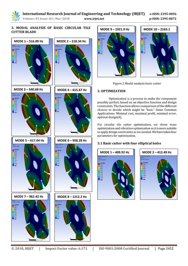 IRJET- Modal Analysis and Optimization of Tile Cutter Blade using Fea | PDF