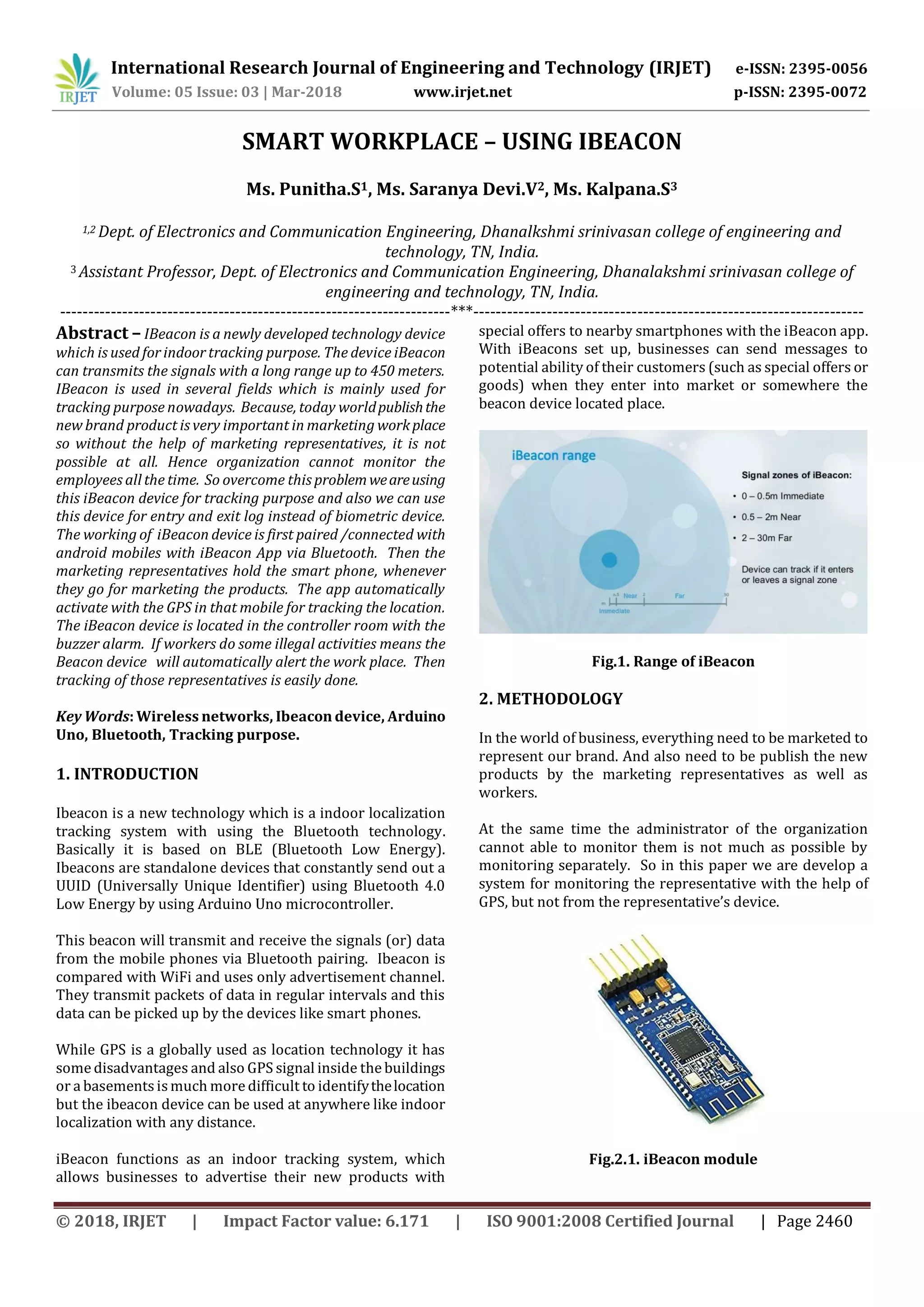 IRJET- Smart Workplace – using Ibeacon | PDF