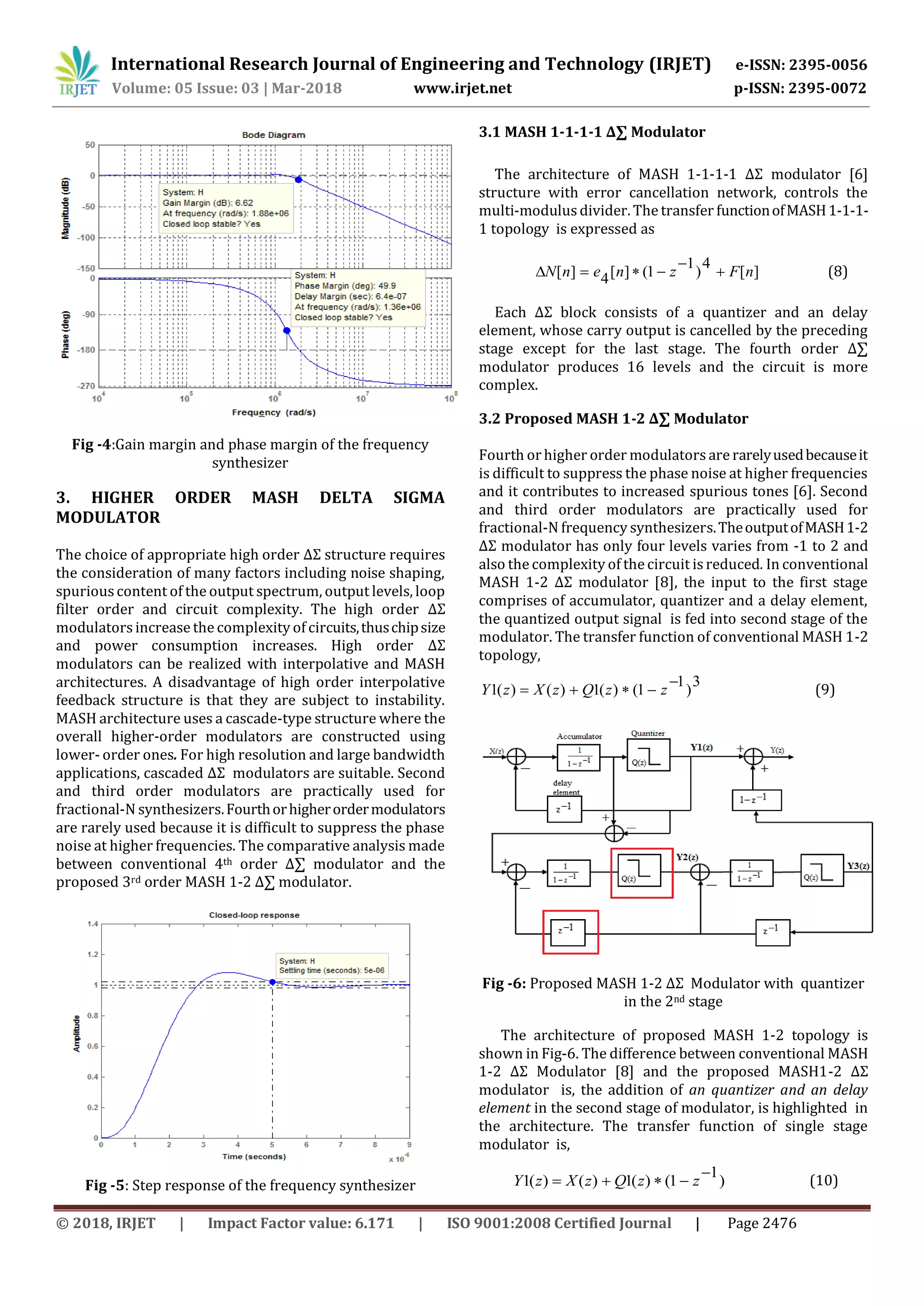 IRJET- MASH 1-2 Delta Sigma Modulator with Quantizer for Fractional-N Frequency Synthesizer ...