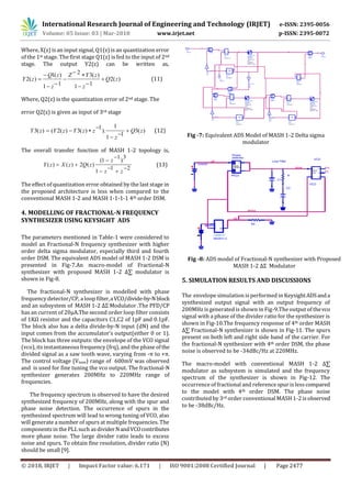 IRJET- MASH 1-2 Delta Sigma Modulator with Quantizer for Fractional-N Frequency Synthesizer ...