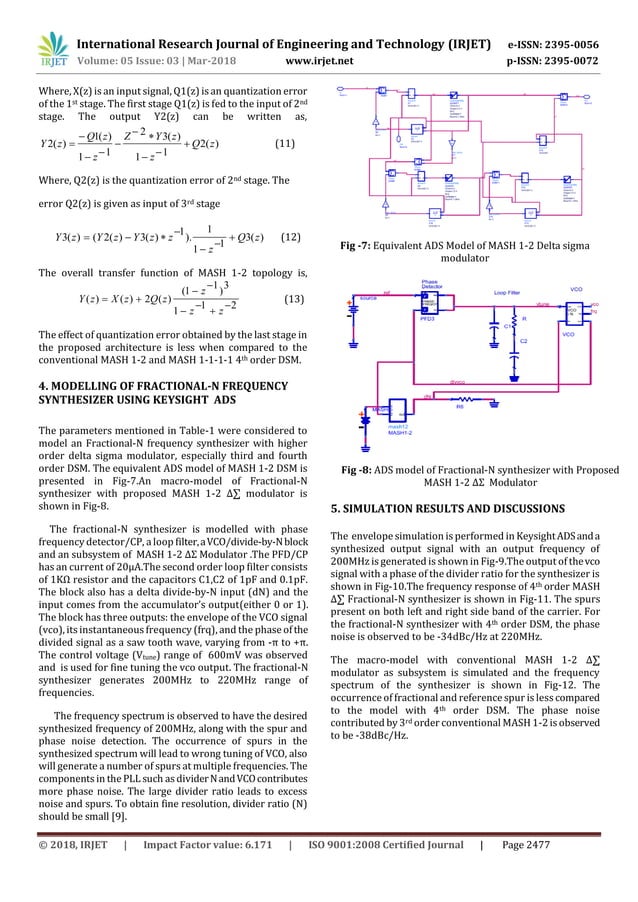 IRJET- MASH 1-2 Delta Sigma Modulator with Quantizer for Fractional-N Frequency Synthesizer ...