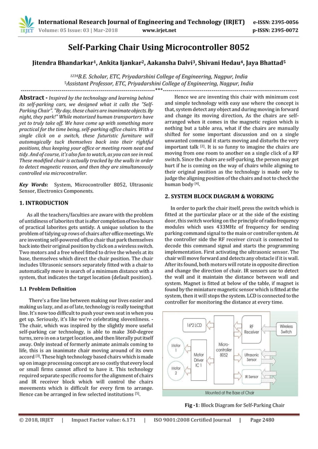 IRJET- Self-Parking Chair using Microcontroller 8052 | PDF | Computer Peripherals | Computing