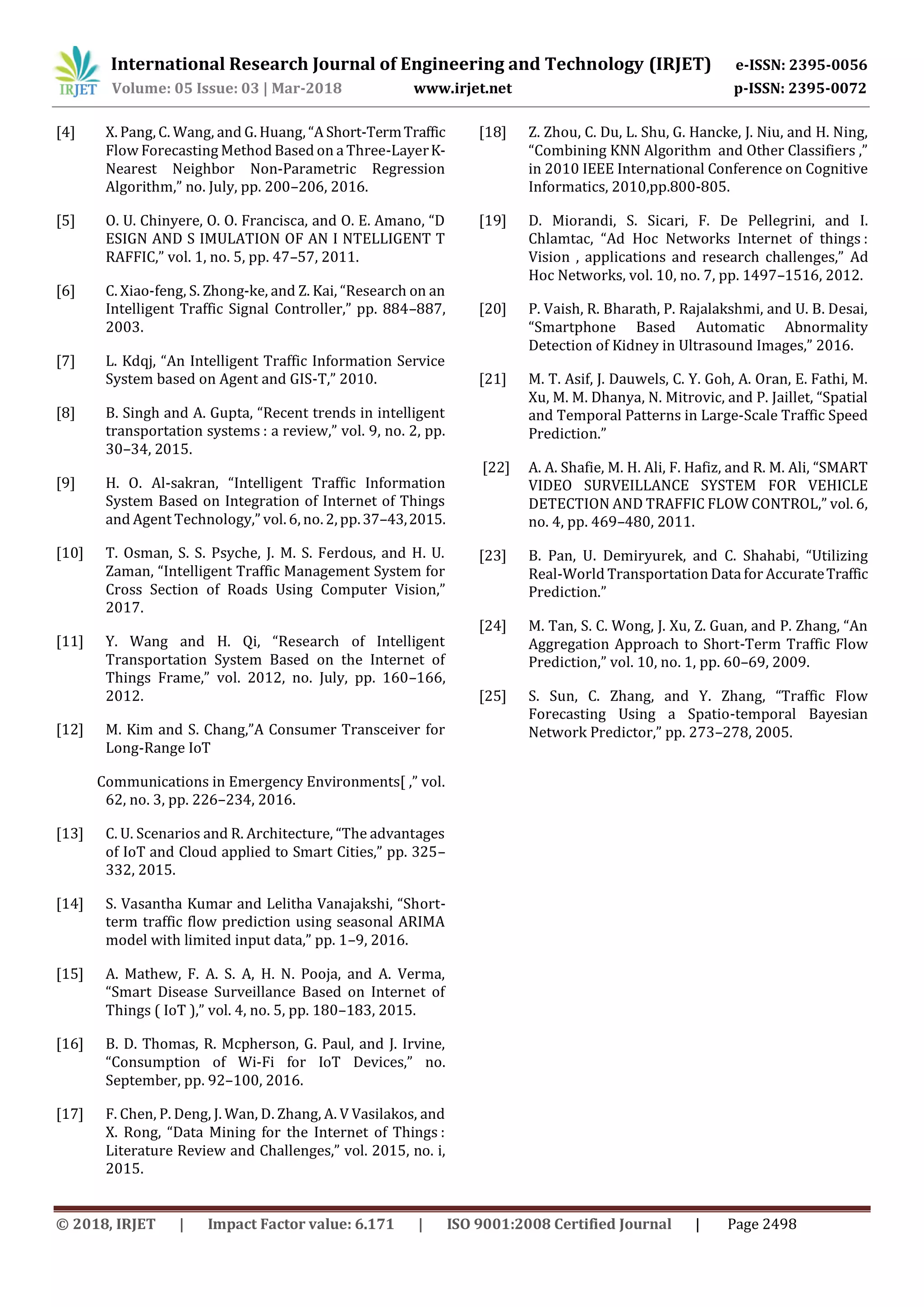 IRJET- Traffic Prediction Techniques: Comprehensive analysis | PDF