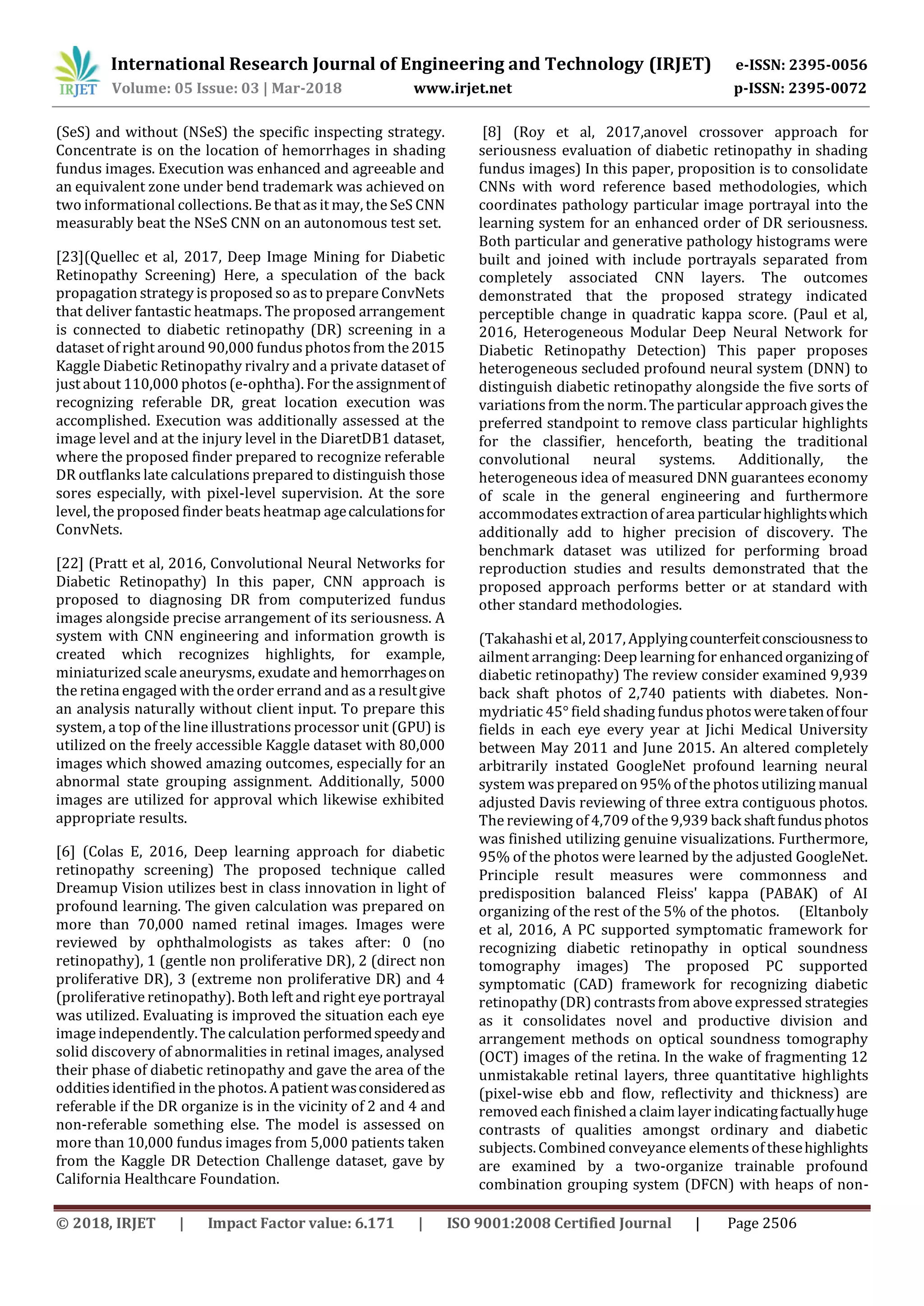 IRJET- Eye Diabetic Retinopathy by using Deep Learning | PDF