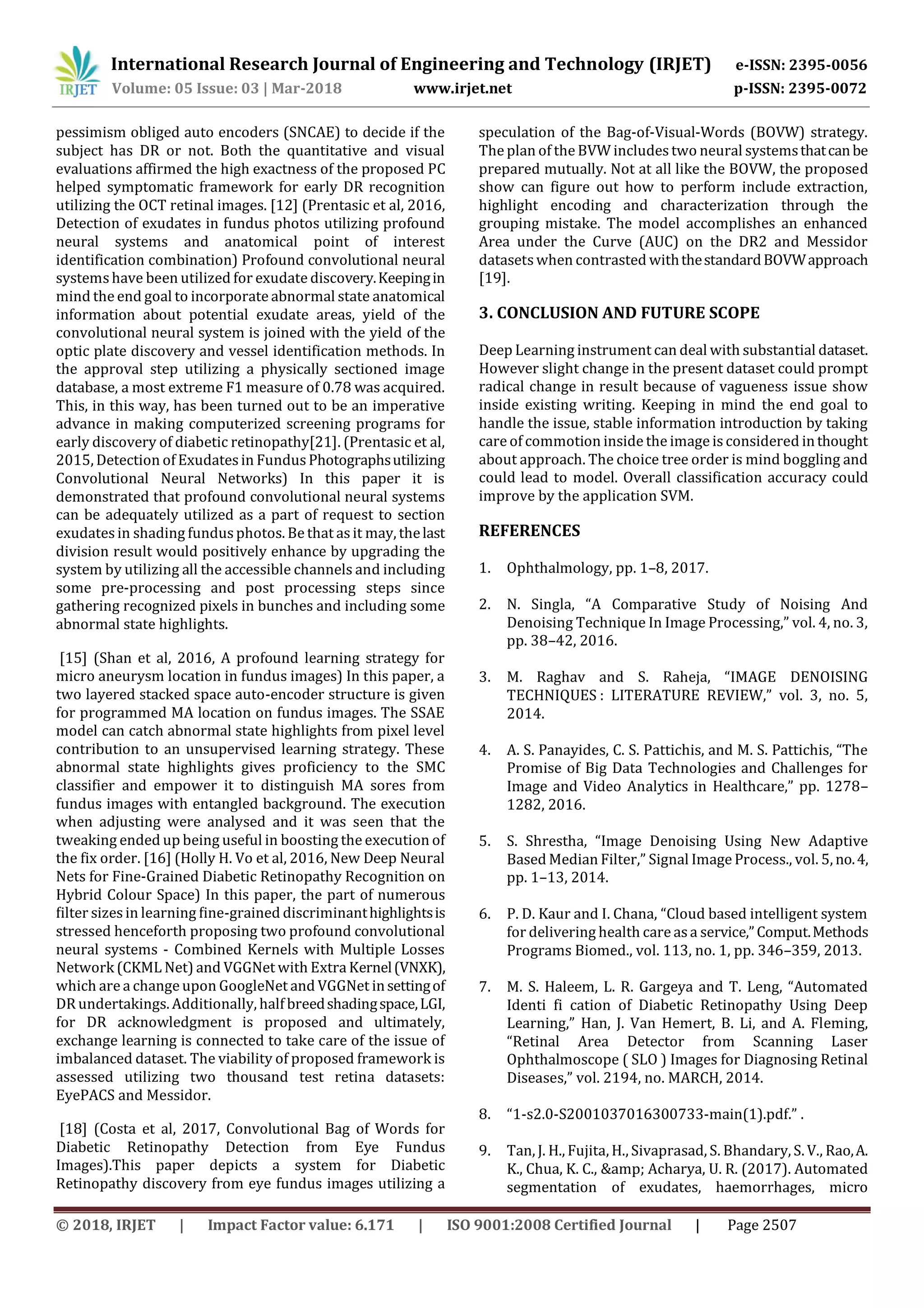 IRJET- Eye Diabetic Retinopathy by using Deep Learning | PDF