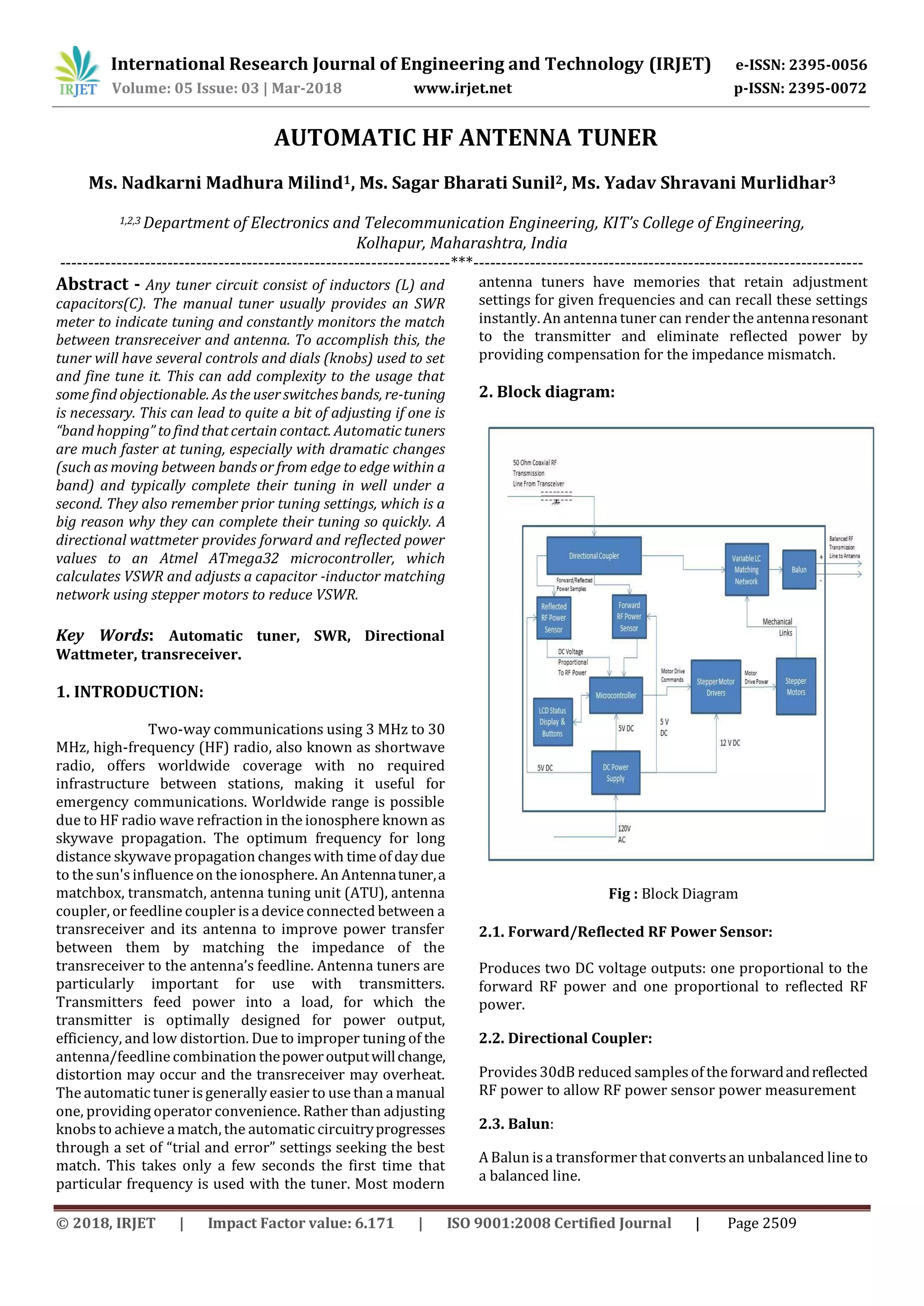 IRJET- Automatic HF Antenna Tuner | PDF