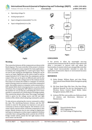 IRJET- Wi-Fi Control First Person View Robot (FPV) | PDF