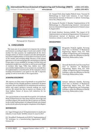 IRJET- Implementation of 5’s to Improve Work Ethic and Overall ...