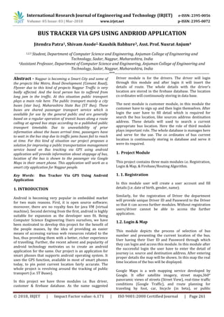 IRJET-0 Bus Tracker Via GPS using Andriod Application | PDF