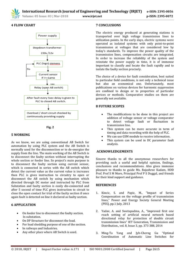 IRJET- Overhead Line Protection with Automatic Switch by using PLC Automation | PDF