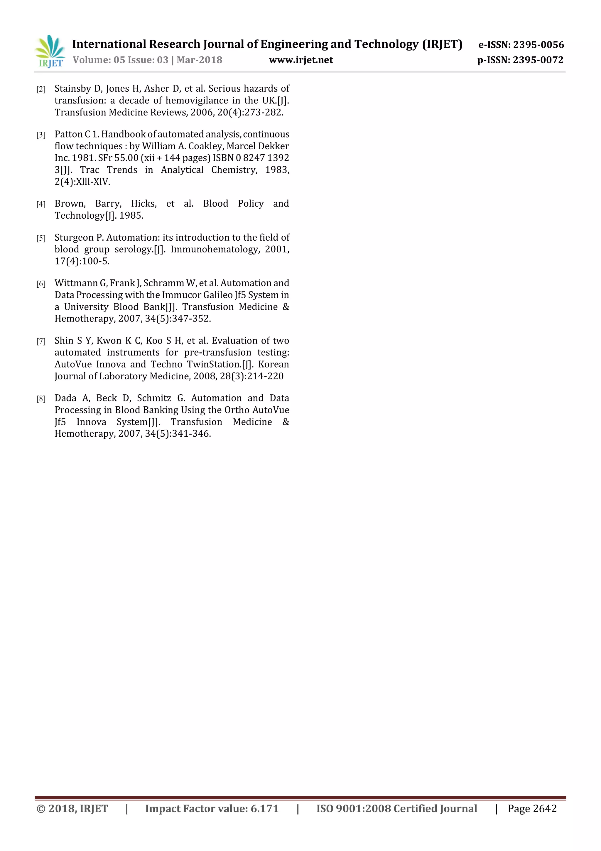 IRJET- Identifying the Blood Group using Image Processing | PDF