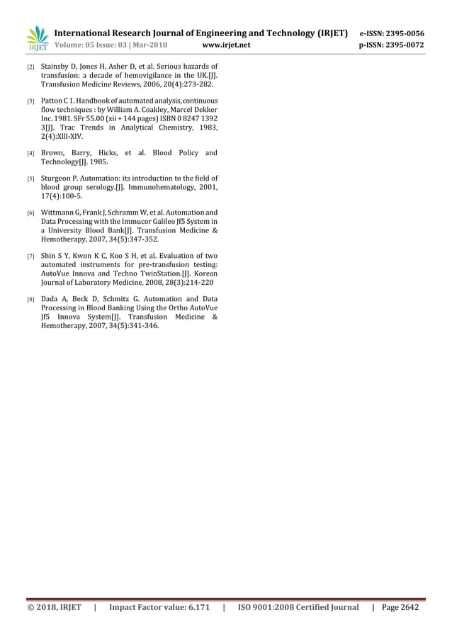 IRJET- Identifying the Blood Group using Image Processing | PDF
