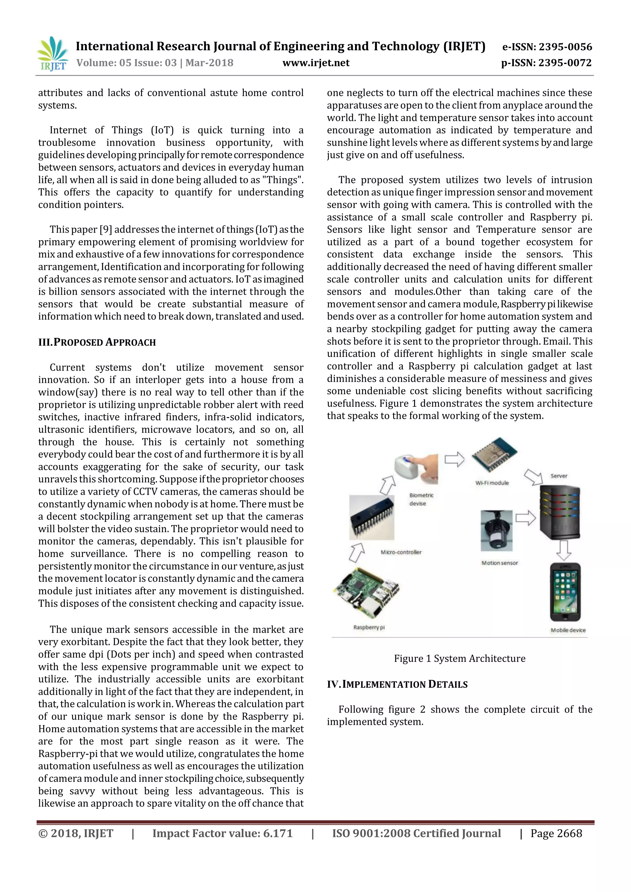 IRJET- Implementation of Smart Surveillance System Based on Bio-Metrics | PDF