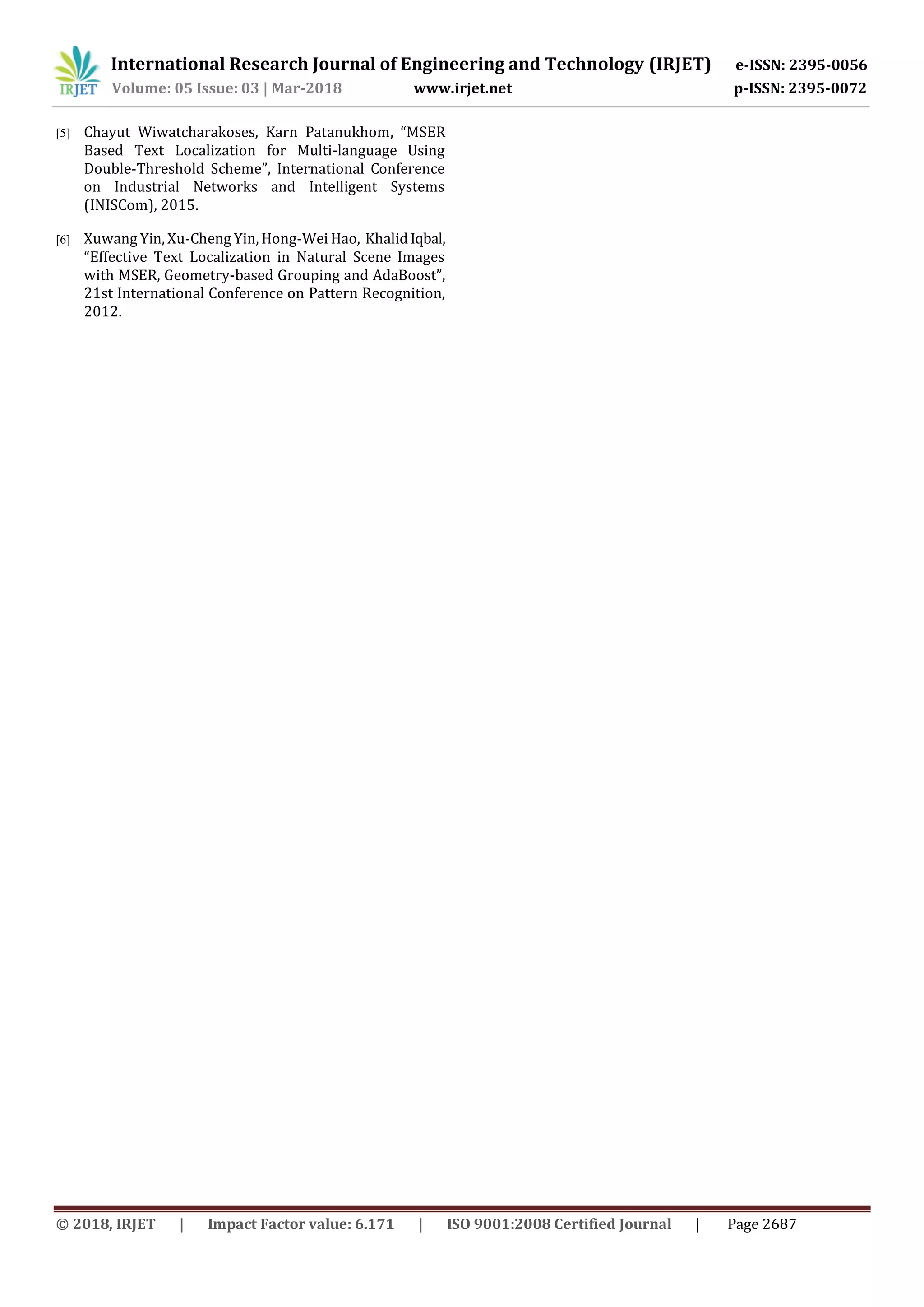 IRJET- A Survey on MSER Based Scene Text Detection | PDF