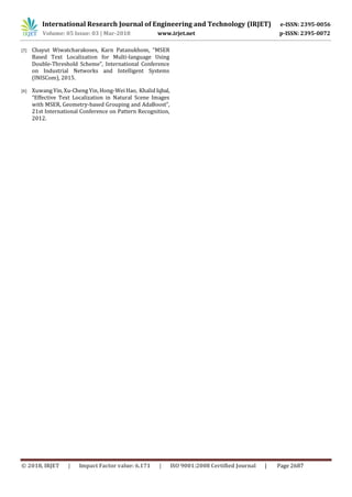 IRJET- A Survey on MSER Based Scene Text Detection | PDF