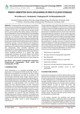 IRJET-2 Proxy-Oriented Data Uploading in Multi Cloud Storage | PDF