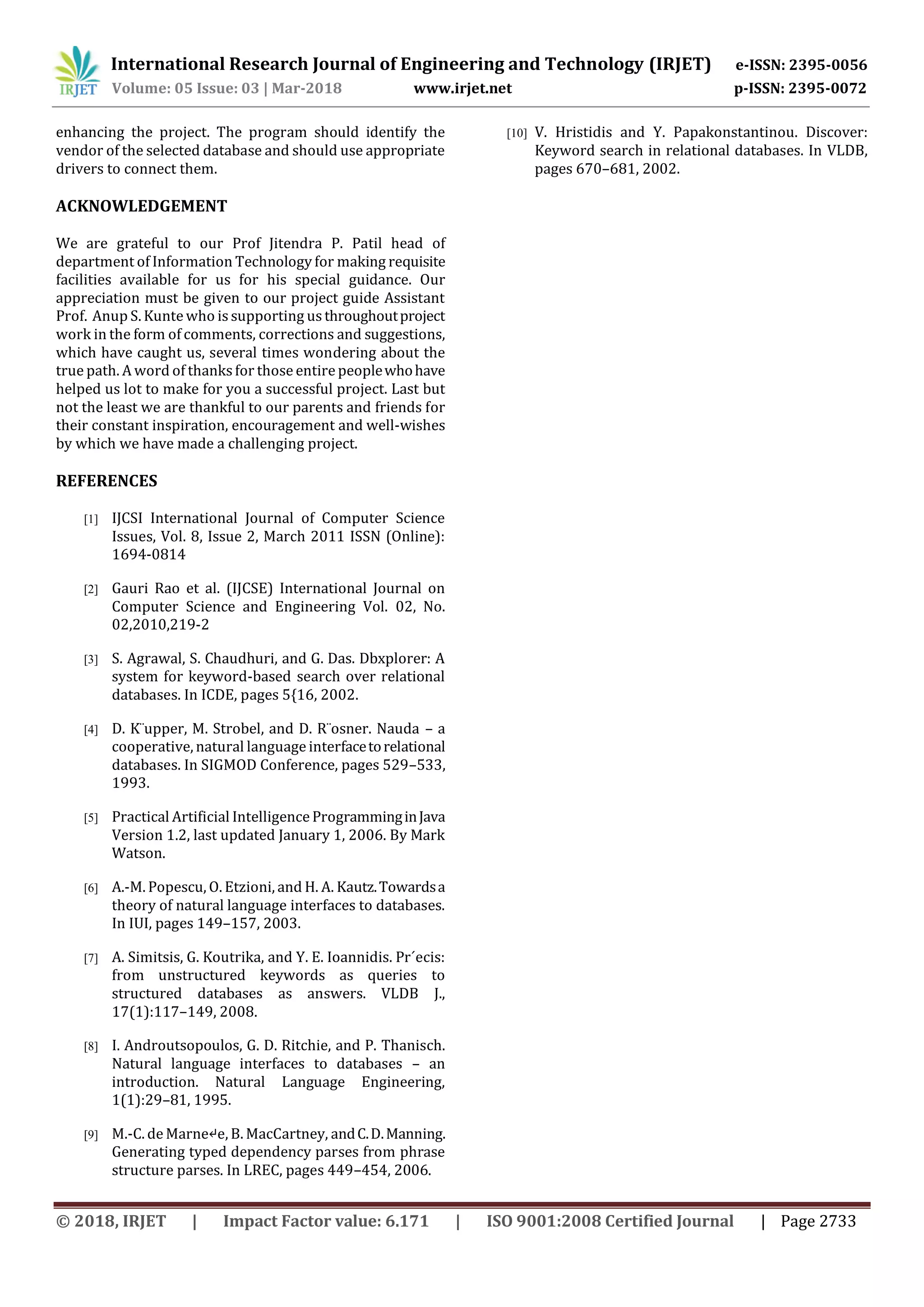 IRJET- Natural Language Query Processing | PDF