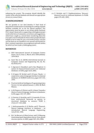 IRJET- Natural Language Query Processing | PDF