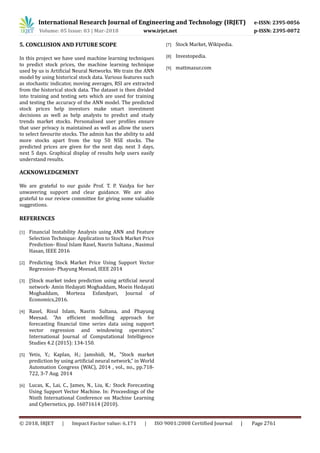 IRJET- Stock Market Prediction using ANN | PDF