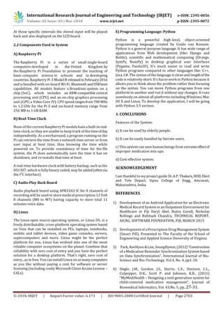 IRJET- Linux Based Speaking Medication Reminder System | PDF
