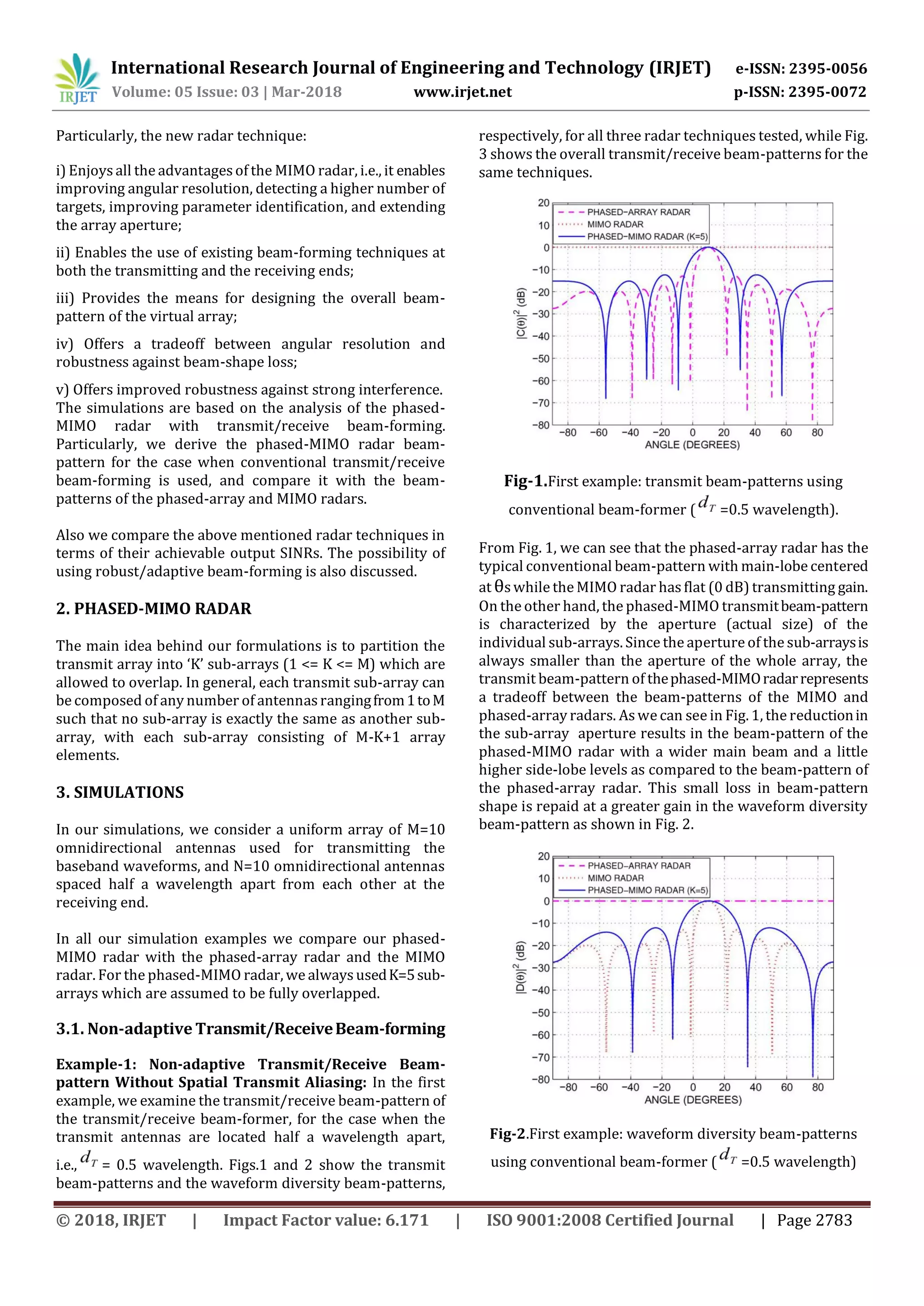 Irjet Performance Analysis Of Phased Array Mimo And Phased Mimo Radars Pdf