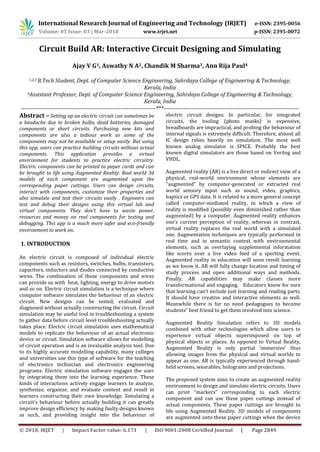 IRJET- Circuit BuildAR: Interactive Circuit Designing and Simulating | PDF