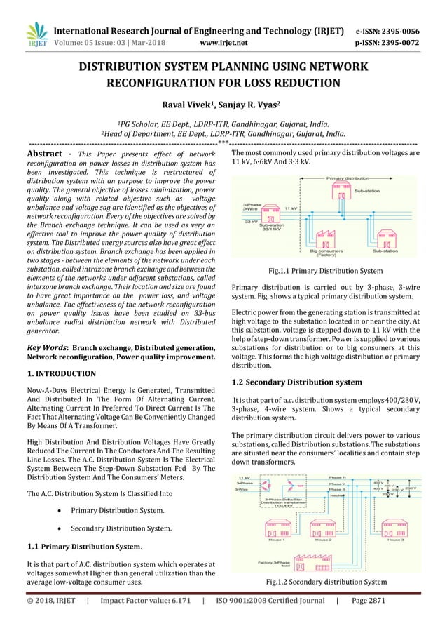 IRJET- Distribution System Planning using Network Reconfiguration for Loss Reduction | PDF