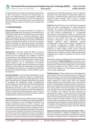 IRJET- Distribution System Planning using Network Reconfiguration for Loss Reduction | PDF