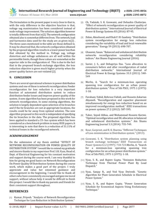 IRJET- Distribution System Planning using Network Reconfiguration for Loss Reduction | PDF