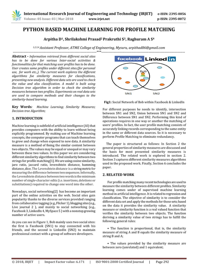 IRJET- Python Based Machine Learning for Profile Matching | PDF ...