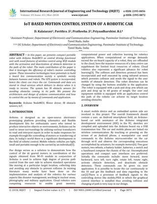 IRJET- IoT based Motion Control System of a Robotic car | PDF