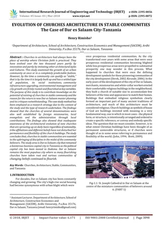 IRJET- Evolution of Churches Architecture in Stable Communities. The ...