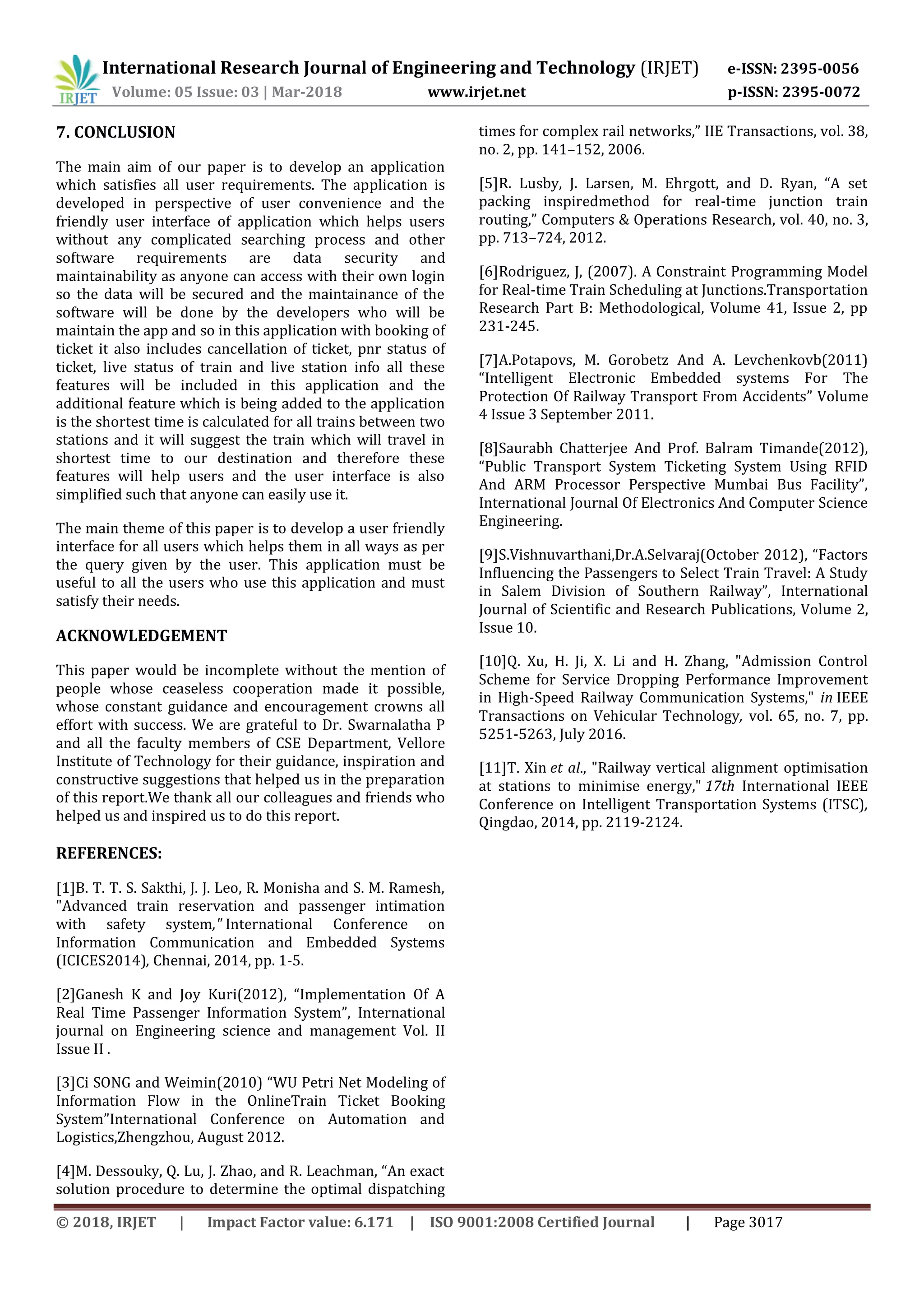 IRJET- Railway Reservation and Route Optimization System with Implementation | PDF | Rail Travel ...