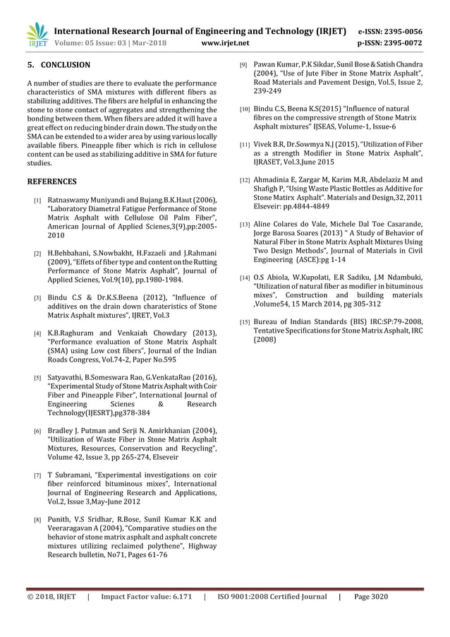 IRJET- A Review on Fiber Modified Stone Matrix Asphalt | PDF